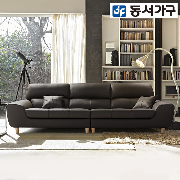 동서가구몰 - [동서가구/착불]엘레스 원목 4인 천연가죽 소파 DF907124 J635673 635796